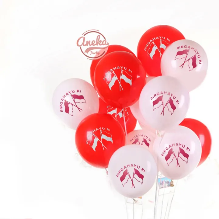 balon merah putih/ Balon isi 10 warna mix/ balon dirgahayu RI/ Balon ...