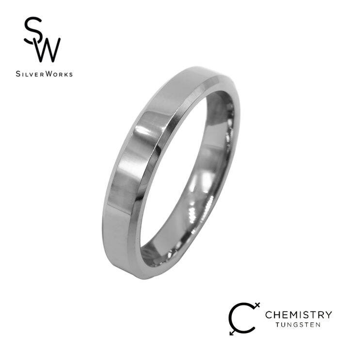 Silverworks Shiny Polished Tungsten Ring - Chemistry Tungsten ...
