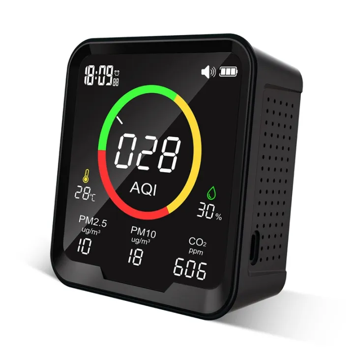 1 Pcs PM2.5, PM10, CO2 Temperature, Humidity, AQI Monitor Real-Time LCD ...