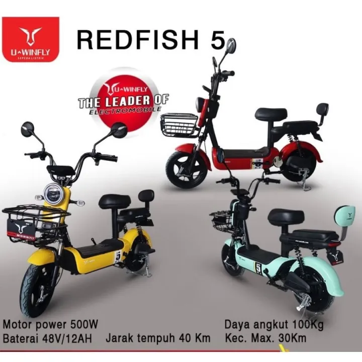 (BANDUNG) Sepeda Motor Listrik Ebike Uwinfly Redfish RF5 500W 48V 12ah ...
