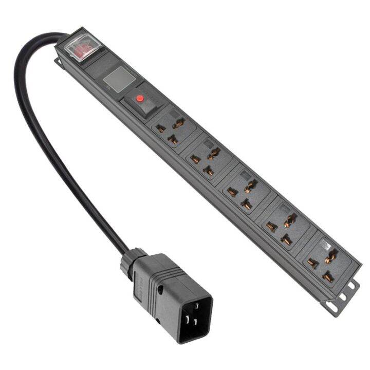 3500W Network Cabinet Rack PDU Power Strip Aluminum Alloy Socket 5 Unit Universal Adapter Output ...