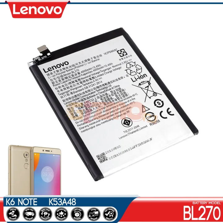 Battery BL270 Model Compatible with Lenovo K6 Note K53a48 with Capacity ...