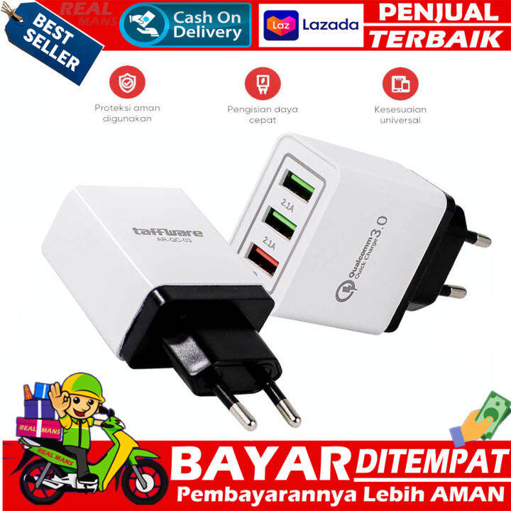 Kepala Charger 3 Lubang Charger USB 3 Port Fast Charging Robot 3 Port ...