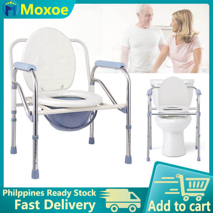 Folding Bedside Commode Chair, Bedside and Bathroom Steel 3 in 1 ...