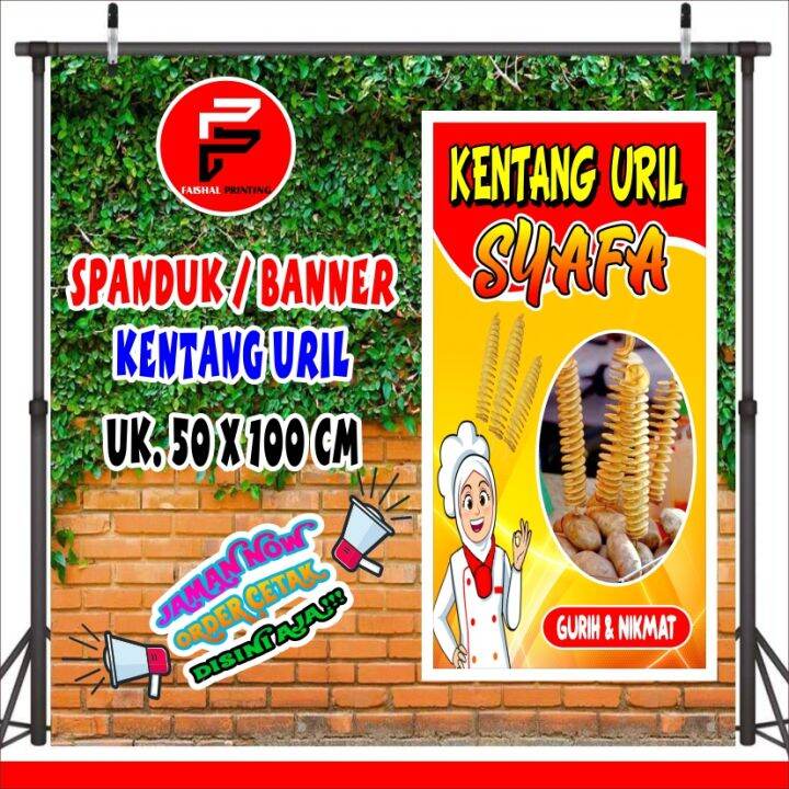 Banner Jajanan kentang Uril / Banner Kentang Spiral / Banner Kentang ...