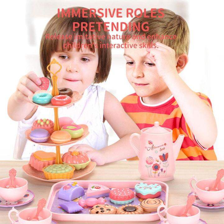 Play House Kitchen Afternoon Tea Game DIY Pretend Role Cake Tea ...
