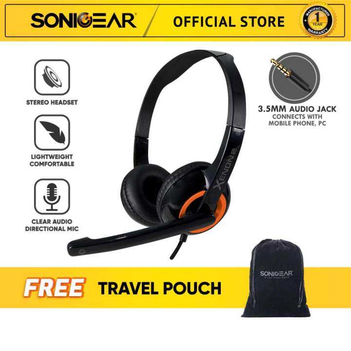 SonicGear Xenon 1 / 2 / 3 Series Stereo Wired Headphone with Microphone | Portable Light Weight ...