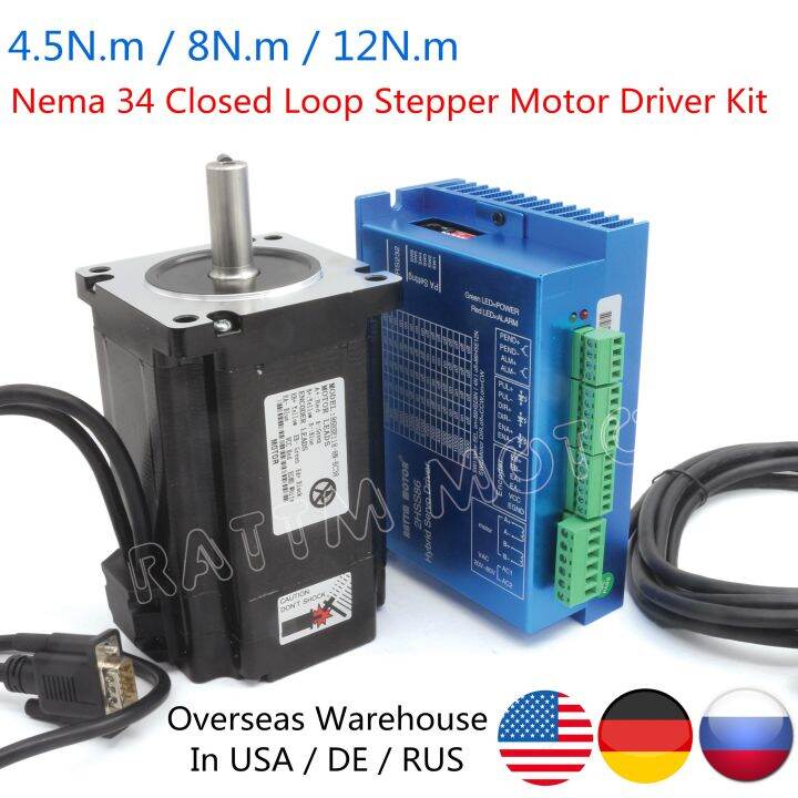 【USA Free】4.5N.m/8N.m/12N.m Kit Nema 34 Closed Loop Stepper Motor 2-Phase & 2HSS86 Hybrid Servo ...