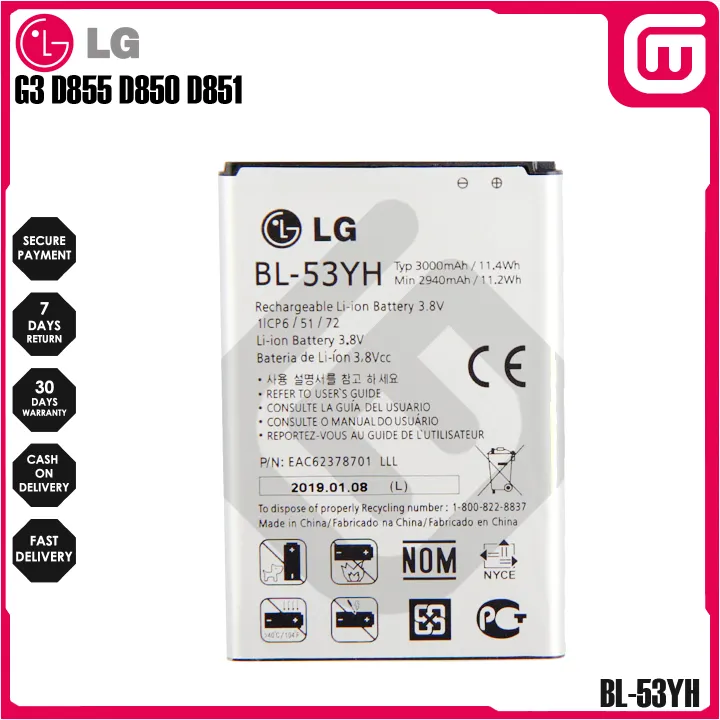 BL-53YH LG G3 D855 D850 D851 Battery Original Premium Quality | Lazada PH