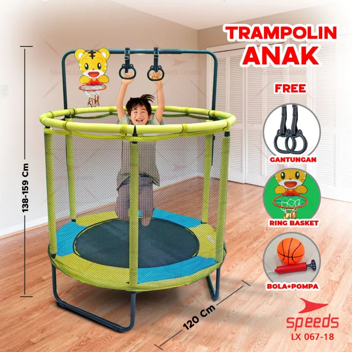 SPEEDS Trampolin Anak Ukuran 60inch Berjaring + Handle Mainan Lompat ...