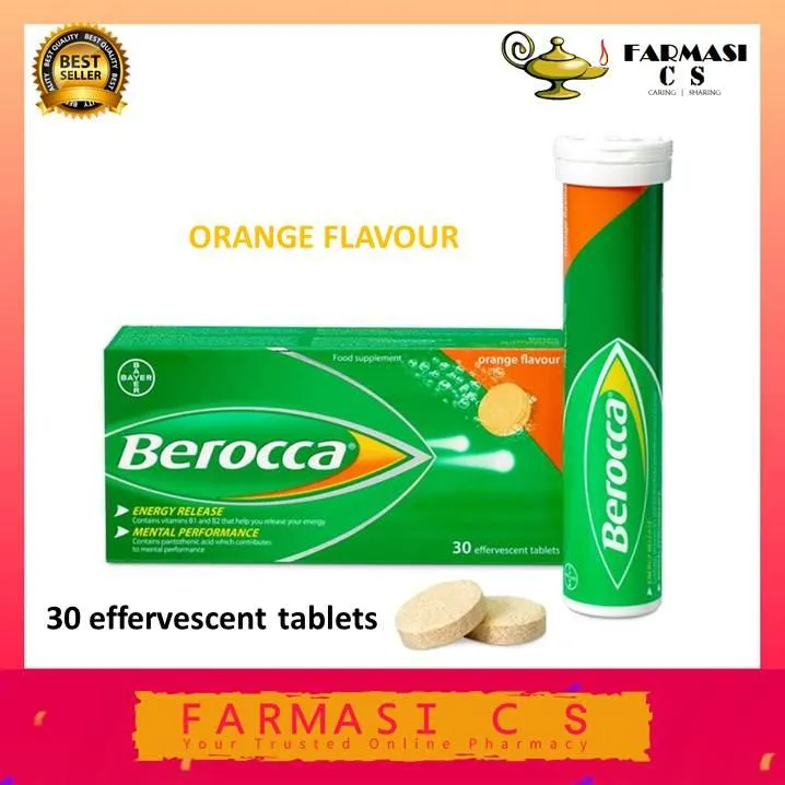 Berocca ( Vitamin C 500mg, B, Calcium, Magnesium, Zinc ) 30 ...