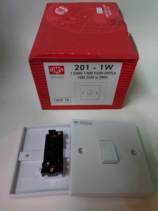 UMS 201-1W 1 Gang 1 Way Flush Switch 10A 250V / UMS 1 Gang 1 Way Flush ...