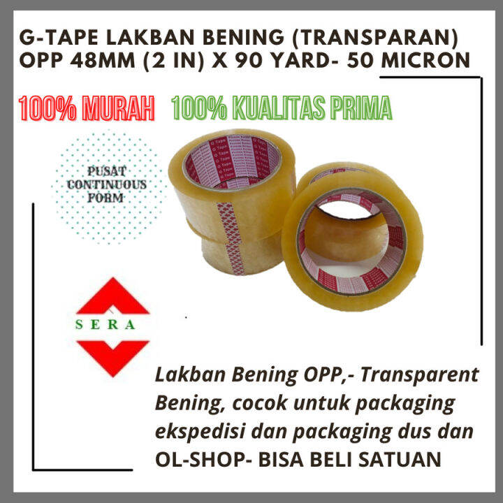 Lakban Bening (Transparan) G-tape 2 Inch x 90 Yard (48MM)- 50 Micron | Lazada Indonesia
