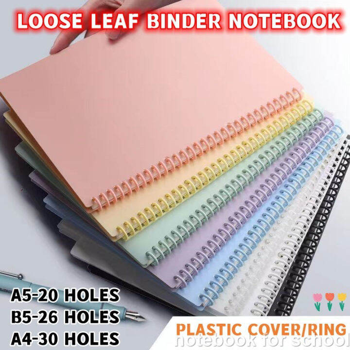 1PC A5/B5/A4 Transparent PP Cover 30 Holes Plastic Ring Binder Loose Leaf Binding Ring DIY ...
