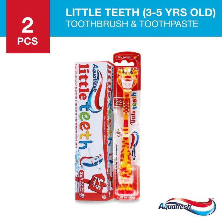 Aquafresh Little Teeth Kids' Toothpaste 50ml + Tilly the Tiger Little ...