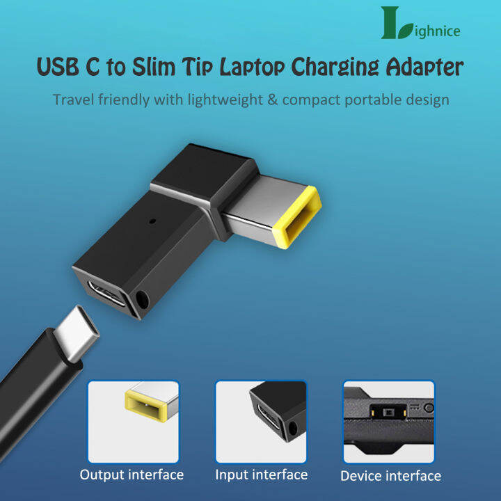 [Lightnice] USB-C to Slim Tip Laptop Charging Adapter Female Type C to ...