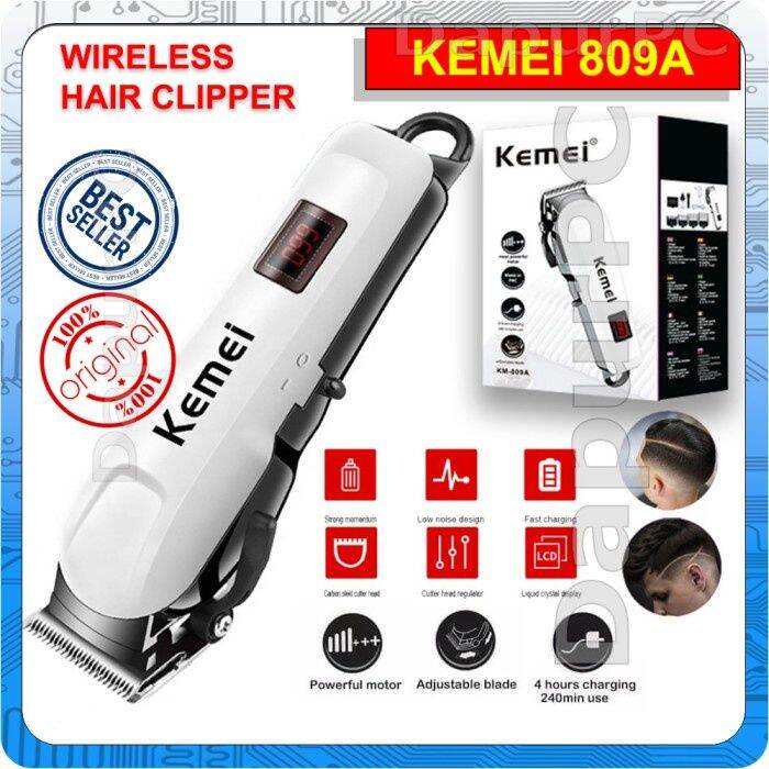 Kemei KM 809A Wireless Hair Clipper Rechargeable Cordless Shaver ...