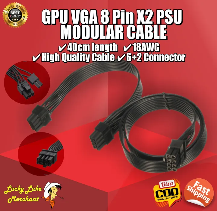 Kabel Modular PSU 8pin Male to 2x Male 8 pin (6+2) GPU VGA PSU Power ...