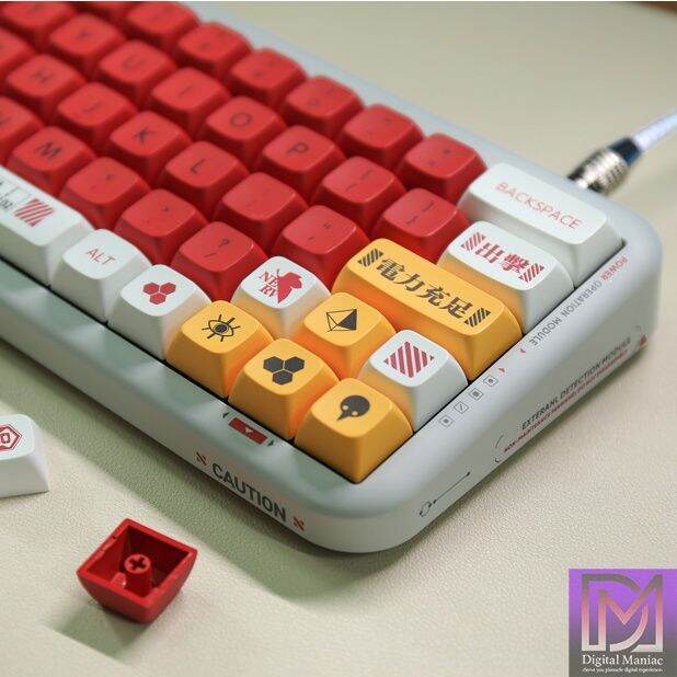 EVA Unit 02 Keycap PBT Dye Sub XDA White Red Keycaps Evangelion 141pcs ...