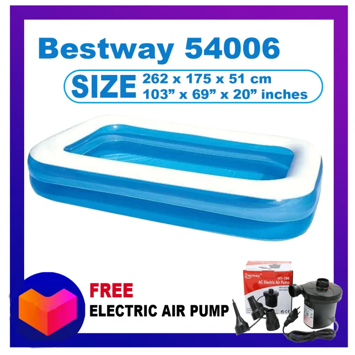 Bestway 54006 INFLATABLE SWIMMING POOL WITH ELECTRIC AIR PUMP | Lazada PH