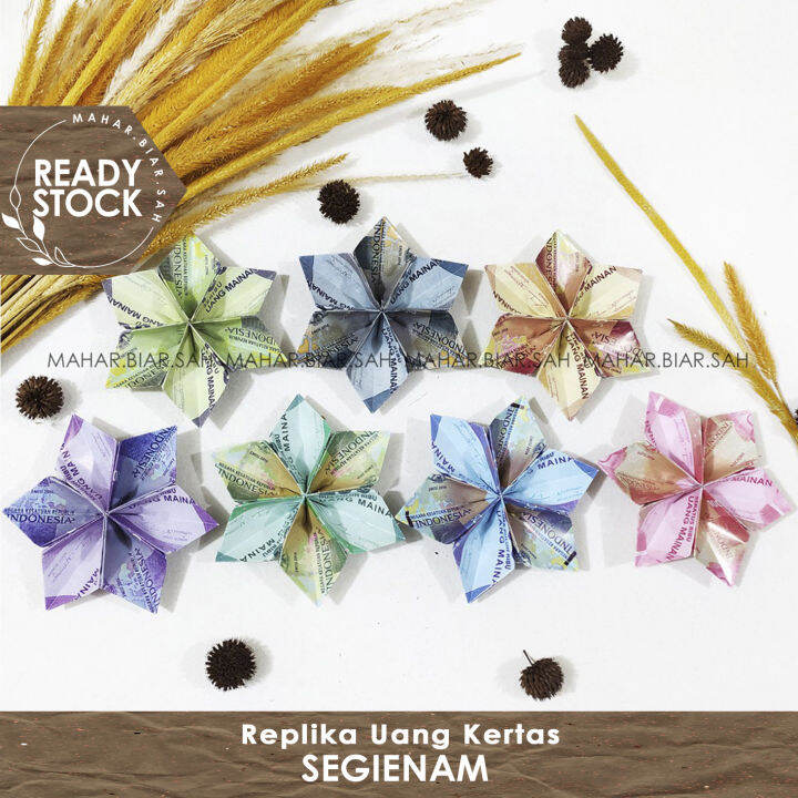 RS Origami Bunga Segi 6 dari Replika Uang Kertas / Mahar / Seserahan ...