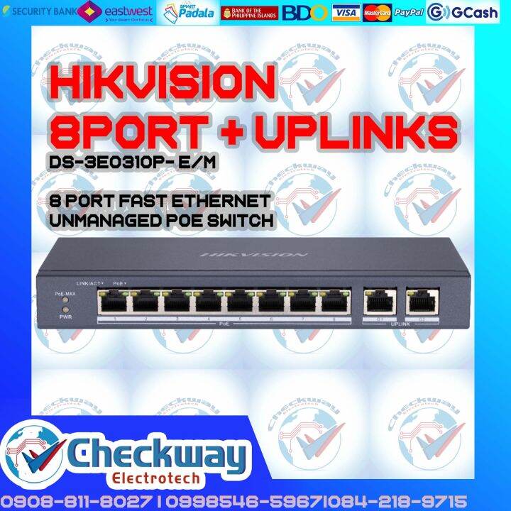 HIKVISION | 8 Port Fast Ethernet Unmanaged POE Switch | WITH 2 UPLINKS ...