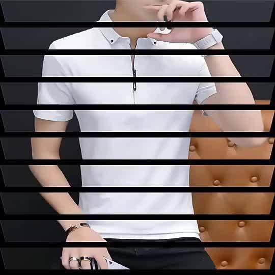 901A แขนสั้นฤดูร้อน T เสื้อเชิ้ตผู้ชาย polo เสื้อแฟชั่นซิปปกสีทึบแฟชั่นลำลองสไตล์เกาหลีเสื้อยืด ...