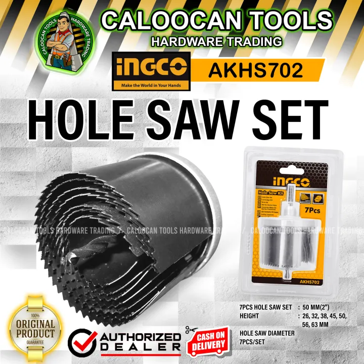 INGCO 7pcs 2" 50mm Hole Saw Set (AKHS702) CALOOCAN TOOLS | Lazada PH