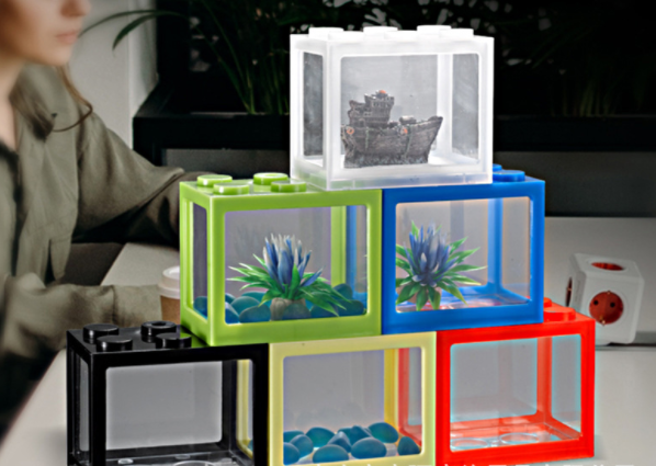 Mini Aquarium Fish tank Desktop Terrarium For Small Betta Fish, Shrimp ...