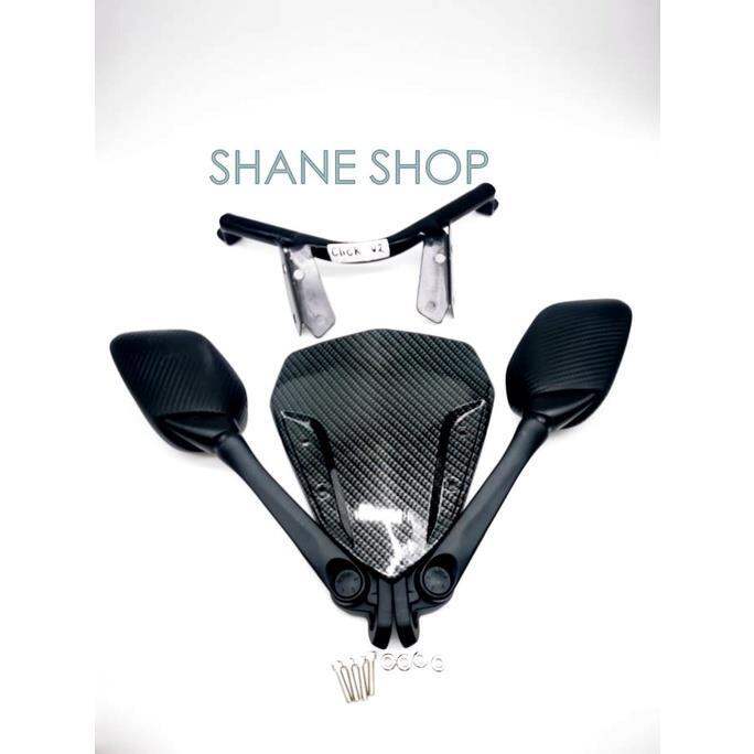 Carbon Visor W/ Side mirror W/ Bracket w/out bolts (3in1) for Mio/Click ...