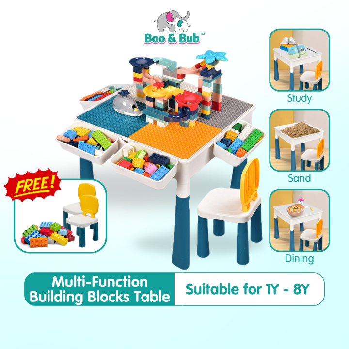 Boo&Bub Multi Function Children Building Blocks Table | Learning Playing Study Drawing Sensory ...