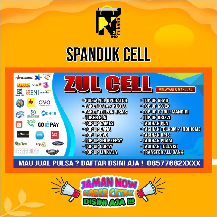 Spanduk Banner Konter Pulsa Seluler ukuran 2x1/ spanduk konter pulsa / banner konter cellular ...