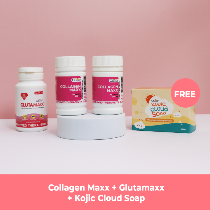 OSwell Collagen Maxx for Anti-aging and Gluta Maxx for whitening with Free Kojic Cloud Soap ...