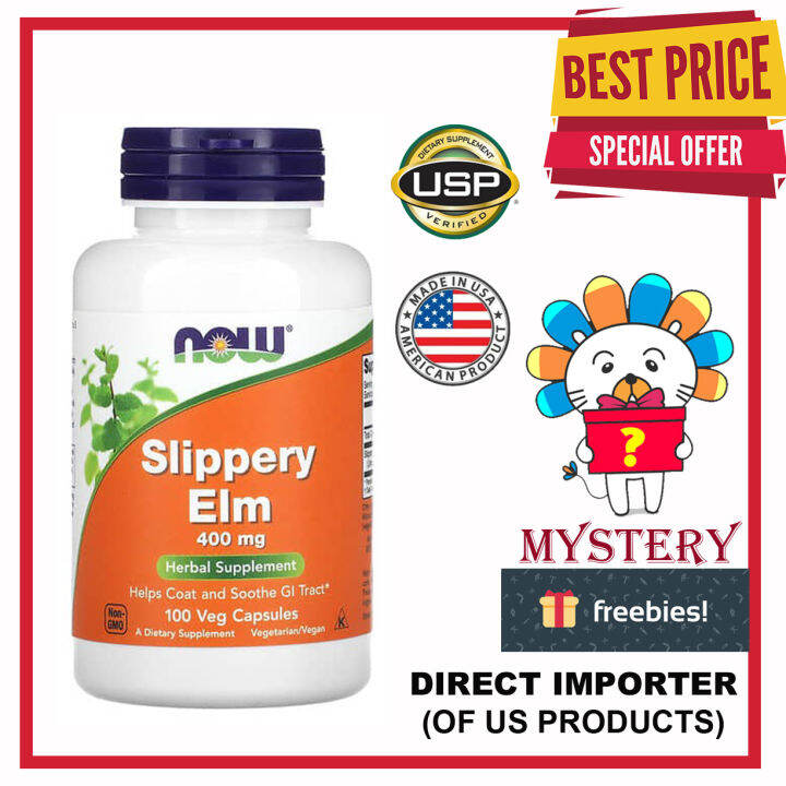 NOW Foods, Slippery Elm, 400 mg, 100 Veg Capsules | Lazada PH