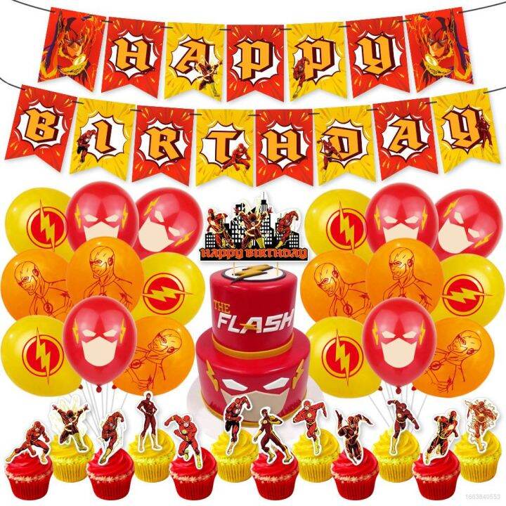 Kira The Flash Theme kids birthday party decorations flag banner cake ...