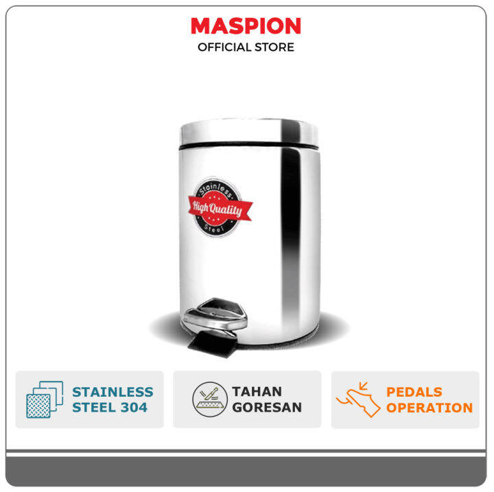 Maspion Dusbin Pedal - Tempat Sampah Stainless Steel | Lazada Indonesia