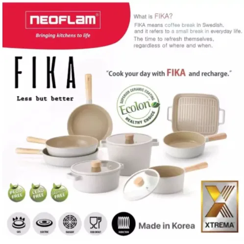 [Made in Korea] Neoflam Fika Frying Pan Wok Pan Pot Casserole Non-Stick Cookware IH (Induction ...