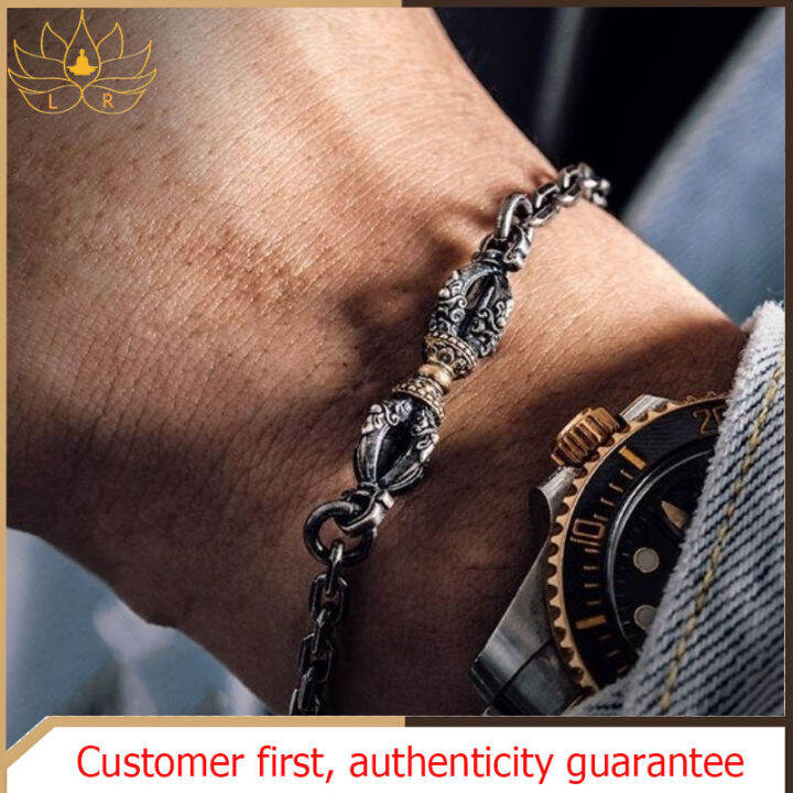 LR-Buddha jewelry s925 silver original design vajra bracelet personality domineering rune ...