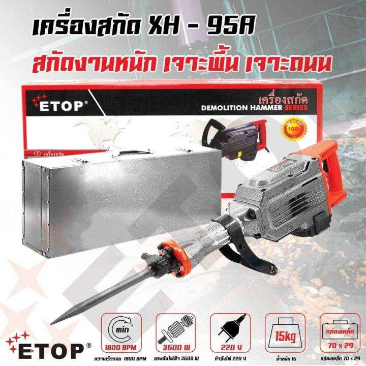 ETOP เครื่องแย็กสกัดคอนกรีตงานหนัก รุ่น XH-95A สกัดปูน สกัดหิน ถนน กำแพงผนังปูนทั่วไป อุปกรณ์ครบ ...