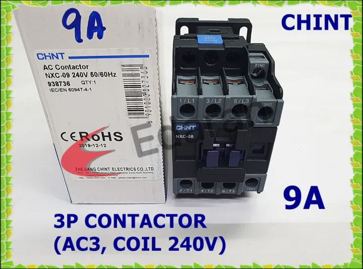 CHINT NXC-(09A,18A,32A)-11 3P CONTACTOR (AC3, COIL VOLTAGE 240V) | Lazada