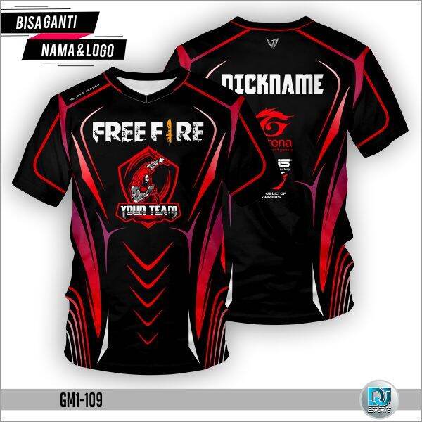 Baju Gaming Free Fire Full Custom Nama dan Logo Full Printing dan ...