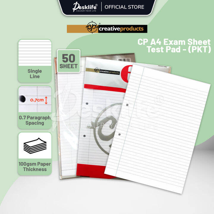 Desklife CP A4 Exam Sheet 50s 100gsm -(PKT) School Office Stationery Paper [ Foolscap Paper ...