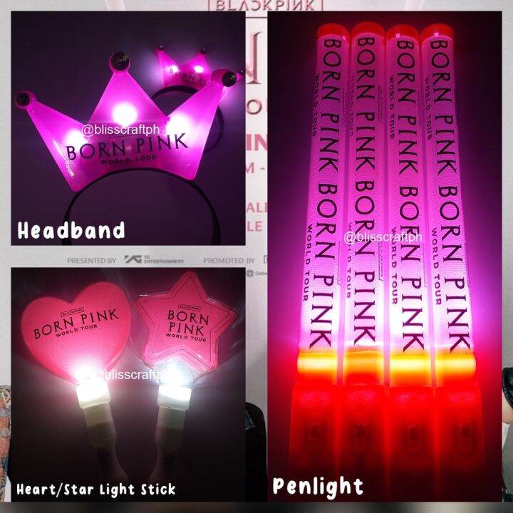 [COD] BLACKPINK BORN PINK Light Stick Penlight Crown Headband Heart ...
