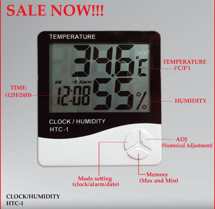 HTC-1 Digital Thermometer Humidity Temperature Monitor Indoor Outdoor ...
