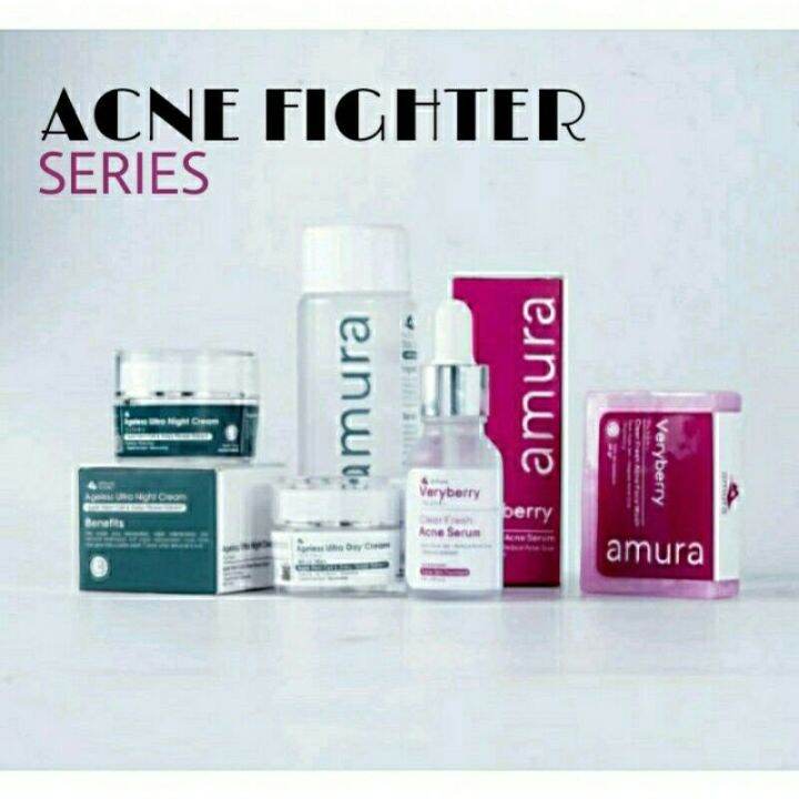 AMURA PAKET LENGKAP - AMURA PAKET ACNE FIGHTER SERIES 5in1 (Amura Day ...