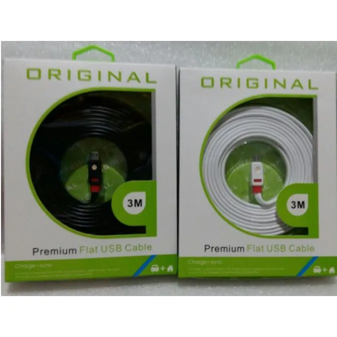 【YCC】Original Premium Flat Usb cable 3 meters for iphone and android ...