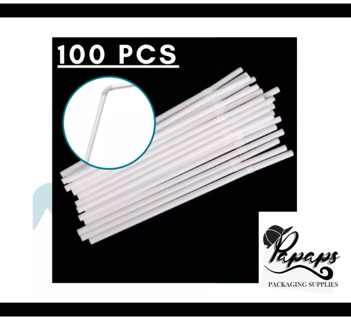 White Bendable Straw not individually wrapped 100pcs/pack | Lazada PH