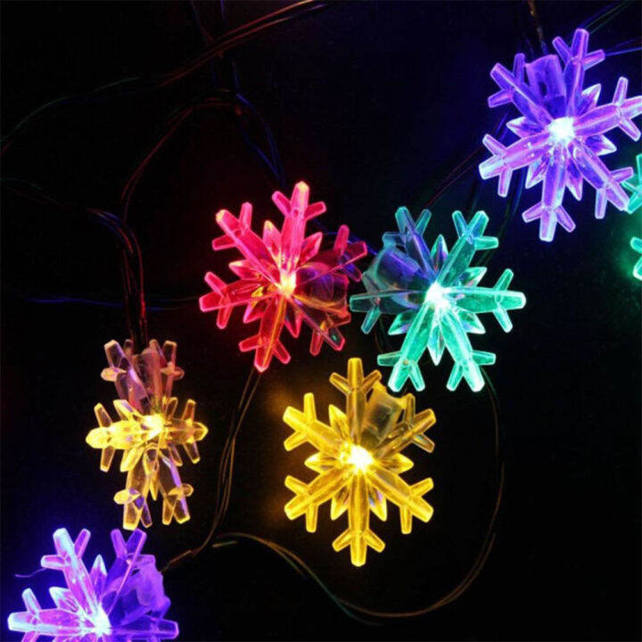 Christmas Snowflake Light String 20 LED 3m Fairy Lights Battery Powered ...
