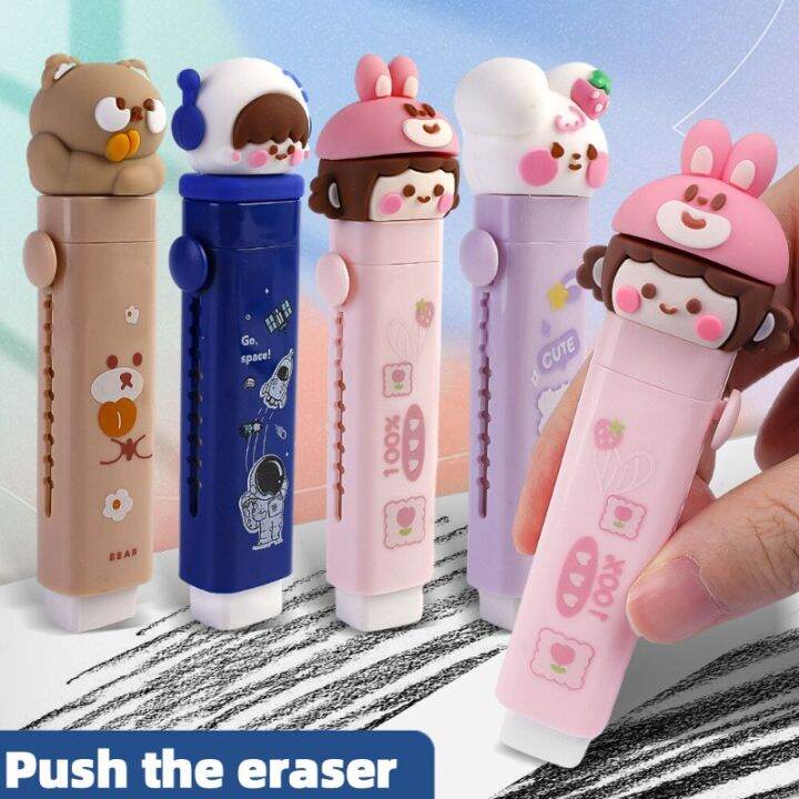 Cartoon Automatic Eraser Telescopic Push-Pull Design Student Correction ...