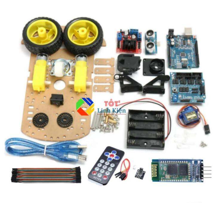 (Kèm code) Bộ Xe Car Robot 3 Bánh Điều Khiển Bluetooth, Hồng Ngoại ...